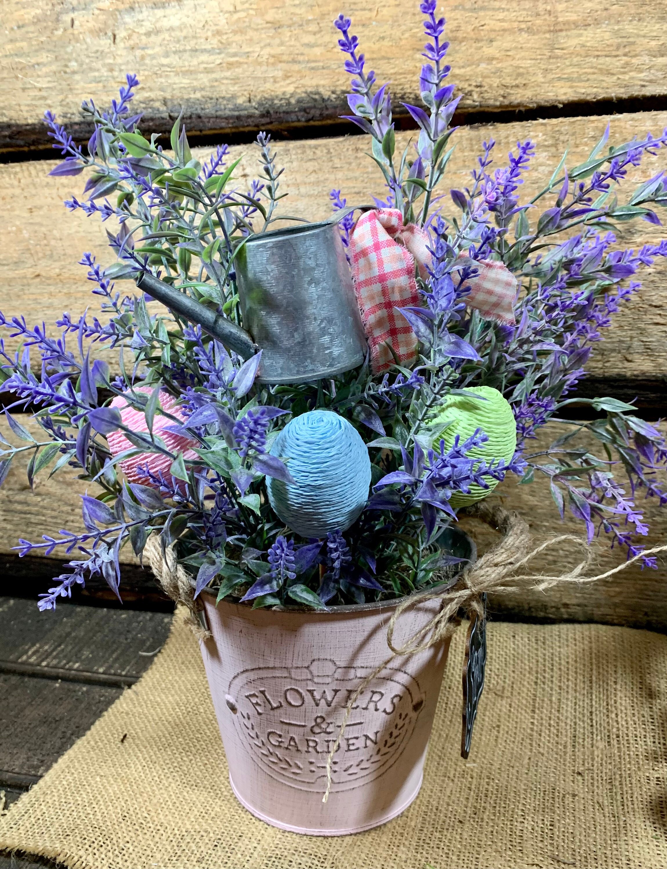 Farmhouse Spring Bucket With Flowers,eggs and Watering Can - Etsy