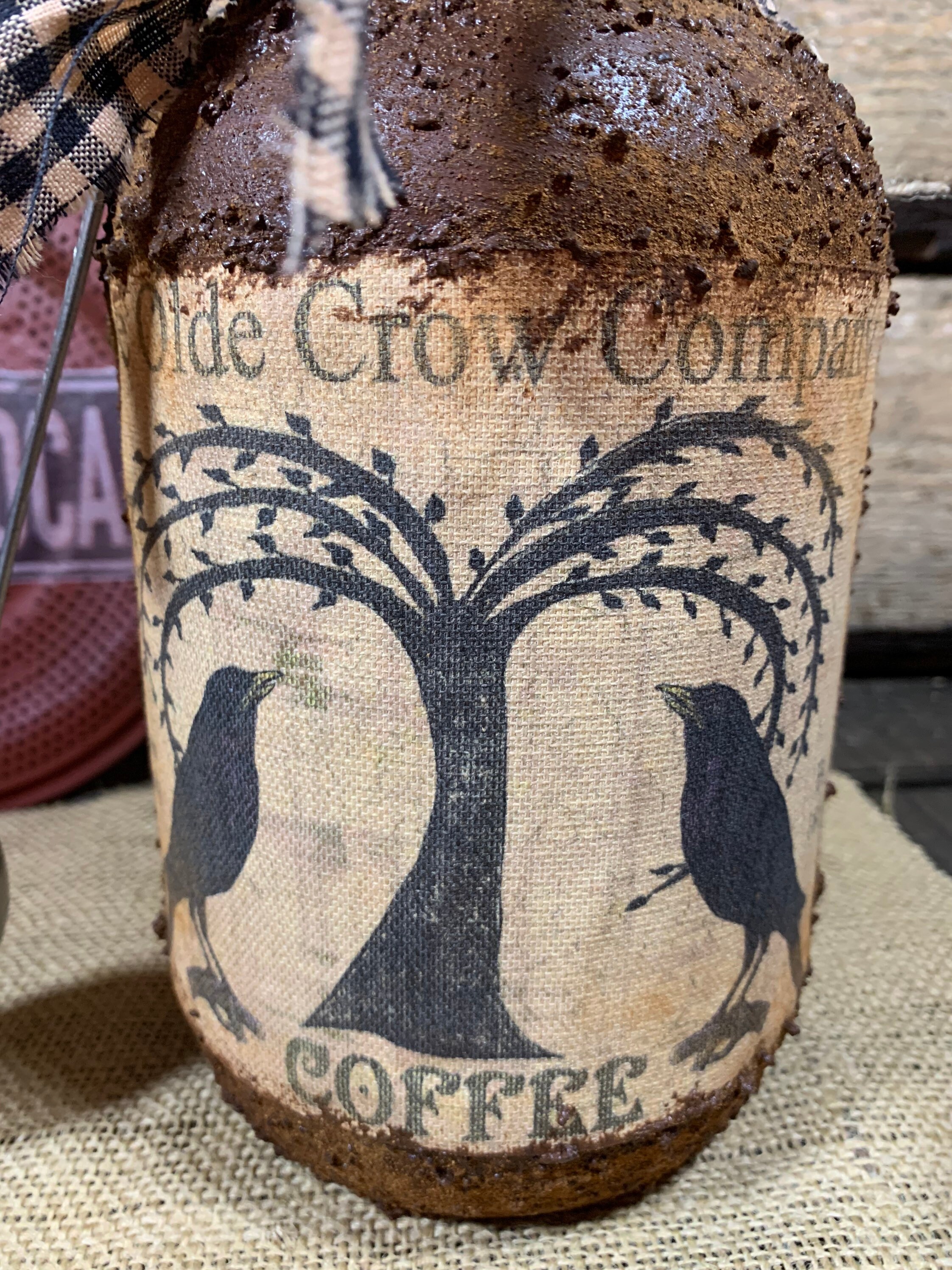 Primitive Crow Grungy Coffee Pantry Jar With Vintage Silver Spoon - Etsy