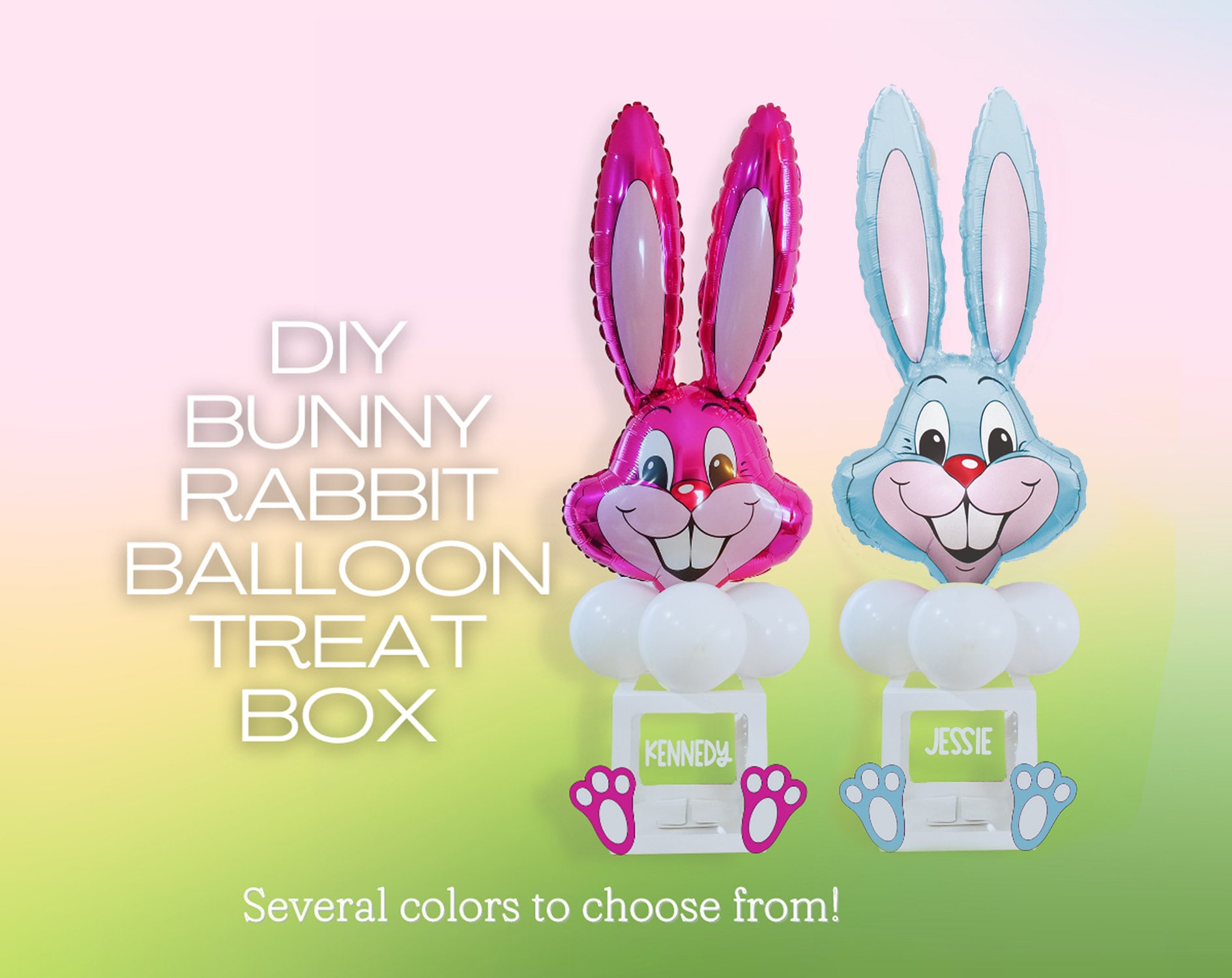 Do It Yourself Bunny Rabbit Balloon BOX Kit Easter Gift Basket for Kids ...
