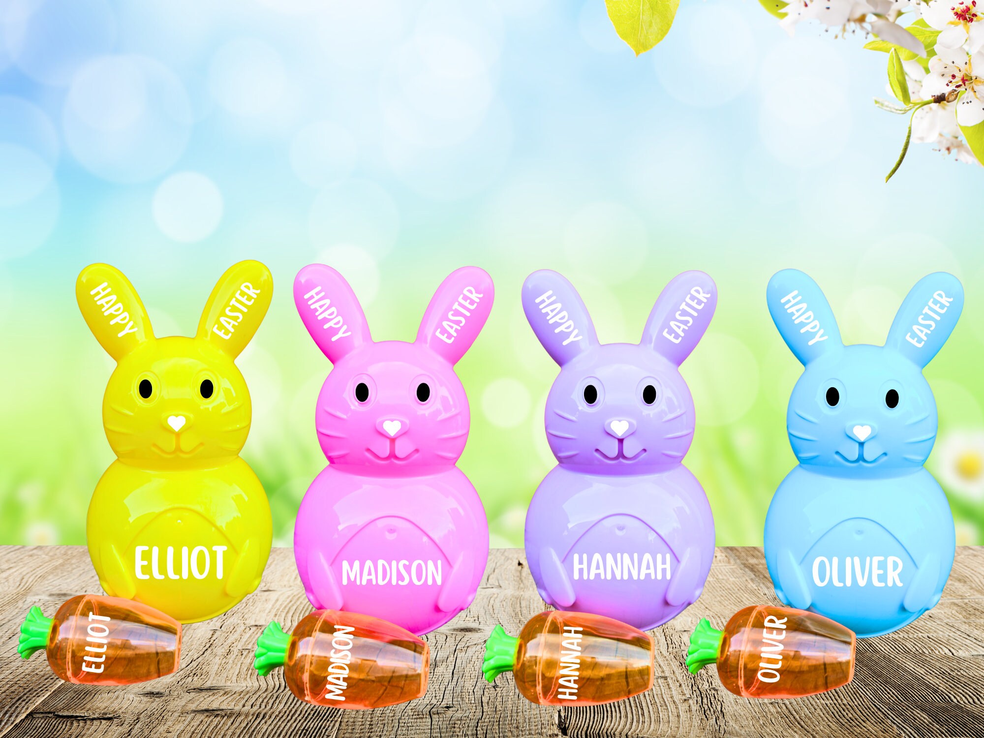 Personalized Bunny Shaped Fillable Containers Easter Favors Easter Gift ...