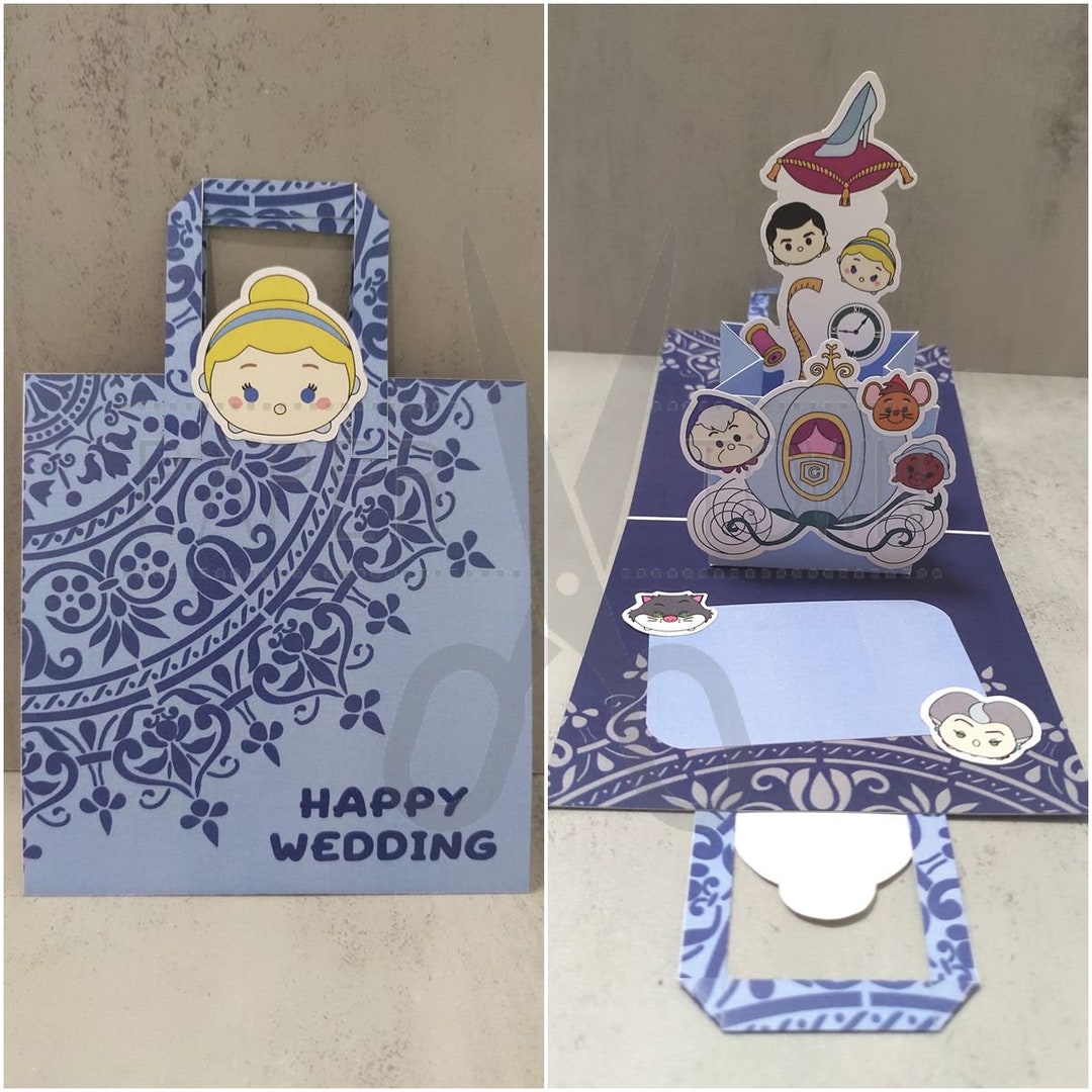 Color Template - Princess Cinderella Gift Box Pop up Card - Etsy