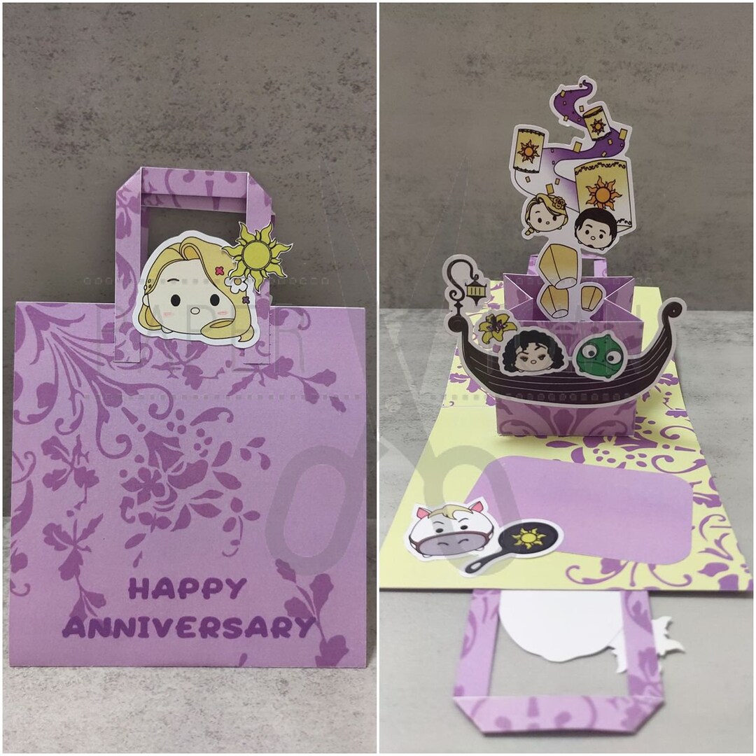 Color Template - Princess Rapunzel (tangled) Gift Box Pop up Card - Etsy