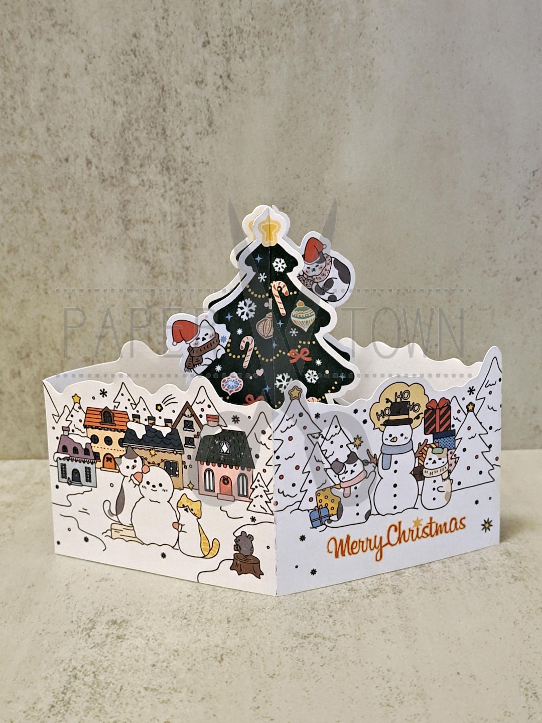 Color Template - 3D Cat Christmas Tree Pop up Card - Etsy