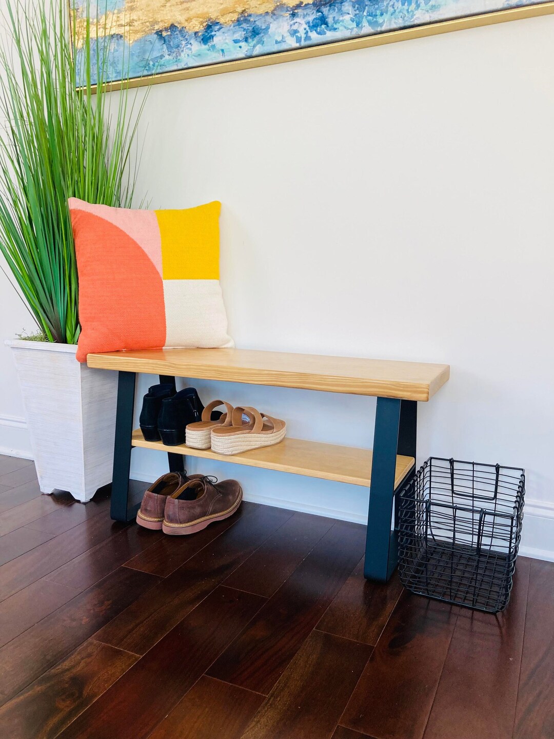 Farmhouse Entryway Shoe Rack Bench With Storage, Shoe Rack, Shoe Bench ...