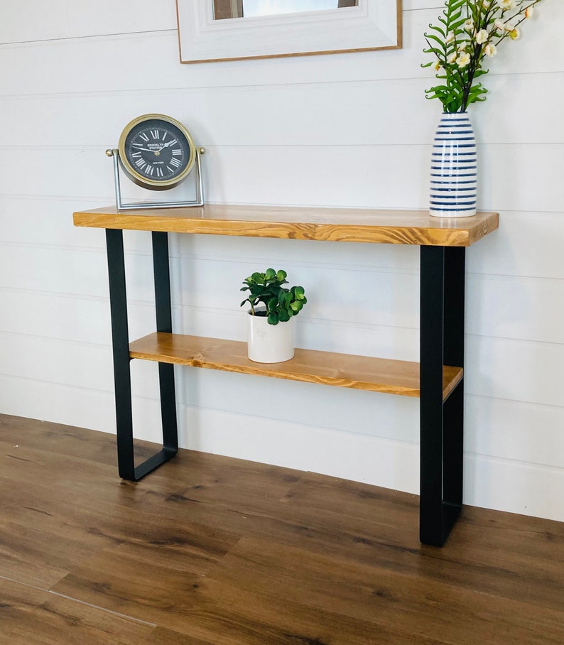 Console Table With Reclaimed Wood and Steel Legs, Console Table ...