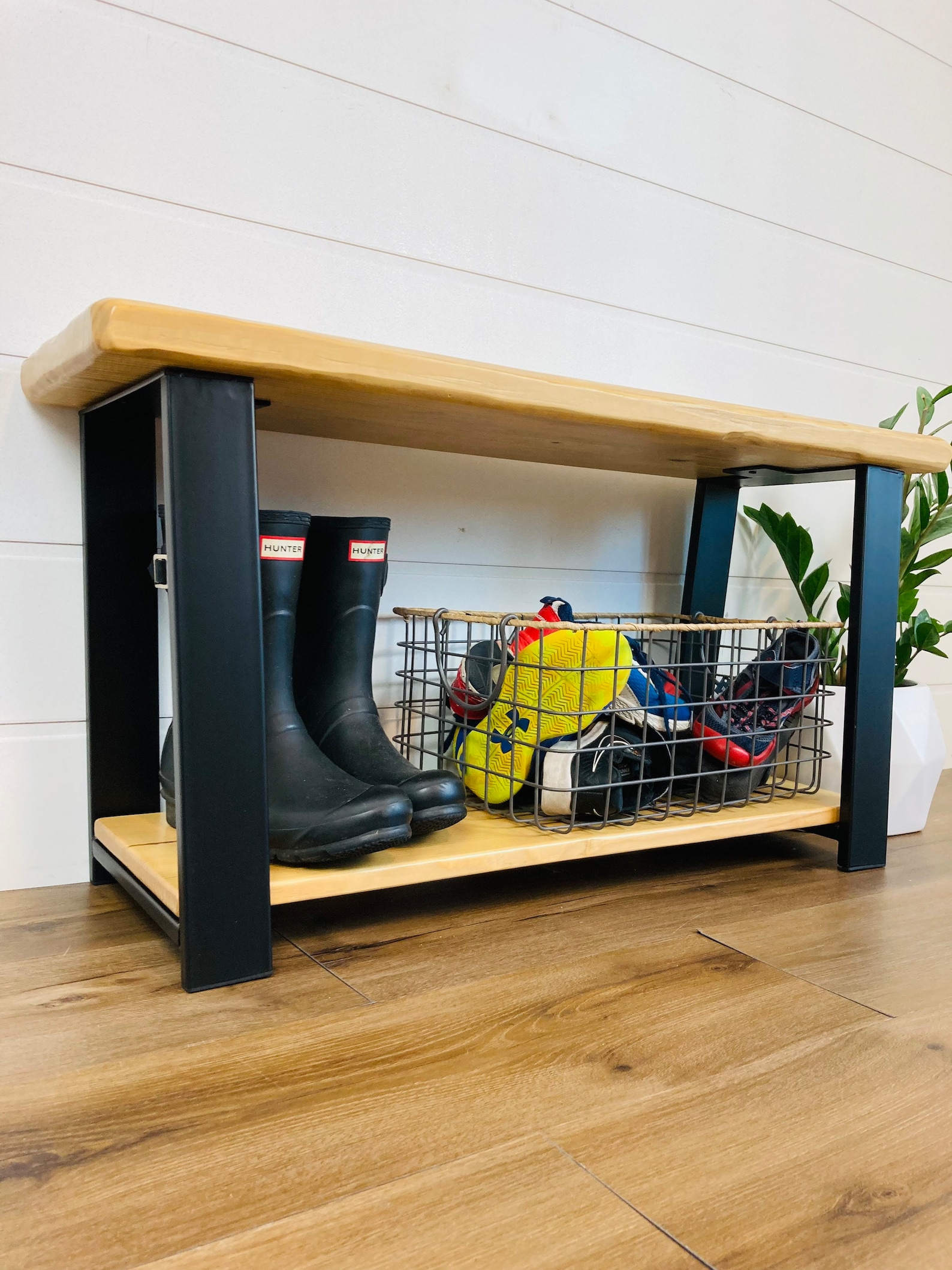 Farmhouse Entryway Bench Distressed Wood, Entryway Bench With Storage ...