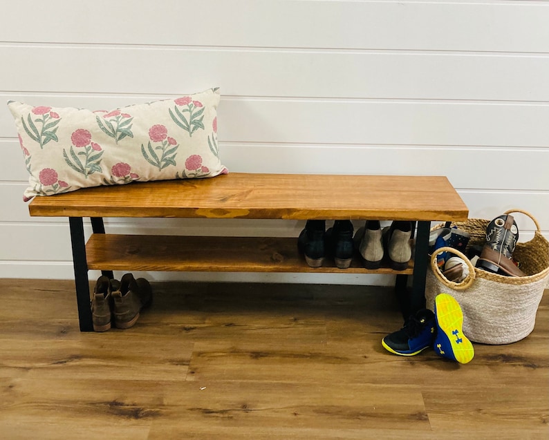 Farmhouse Entryway Bench With Storage Shoe Rack Entryway - Etsy