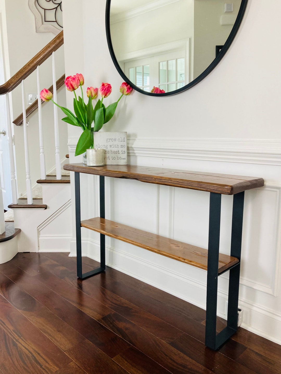 Console Table With Distressed Wood, Console Table, Entryway Table ...