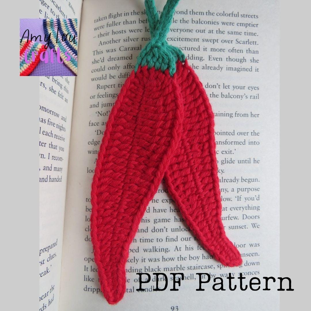 Chili Pepper Crochet Pattern - Spicy Bookmark - PDF Pattern - Etsy
