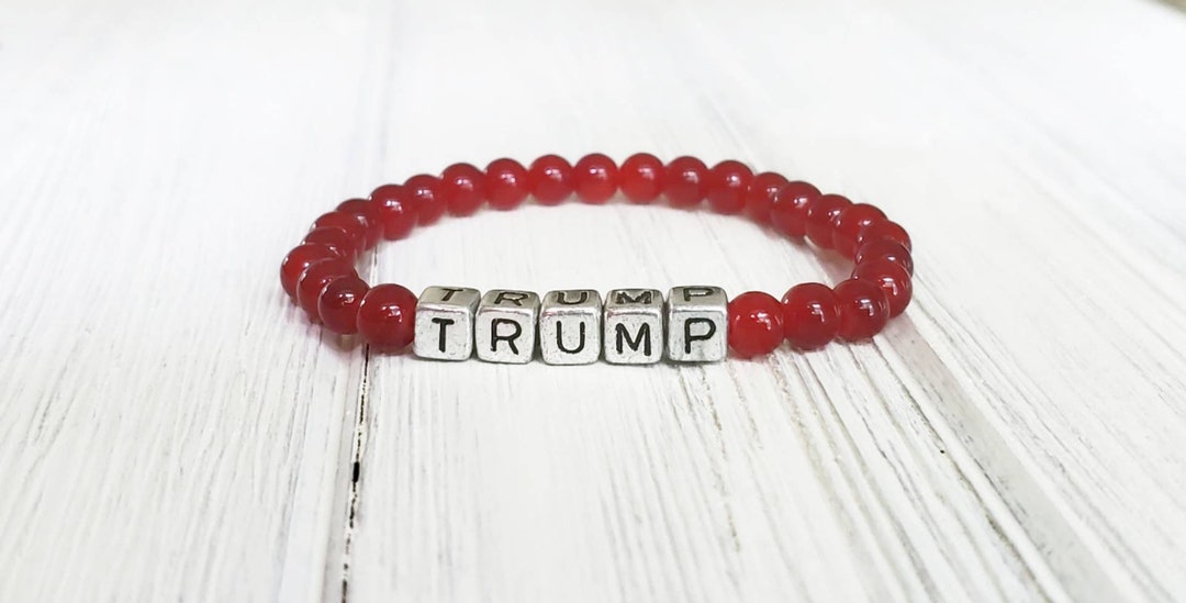TRUMP Bracelet, Beaded TRUMP Bracelet, Letter Bead Bracelet, Red ...