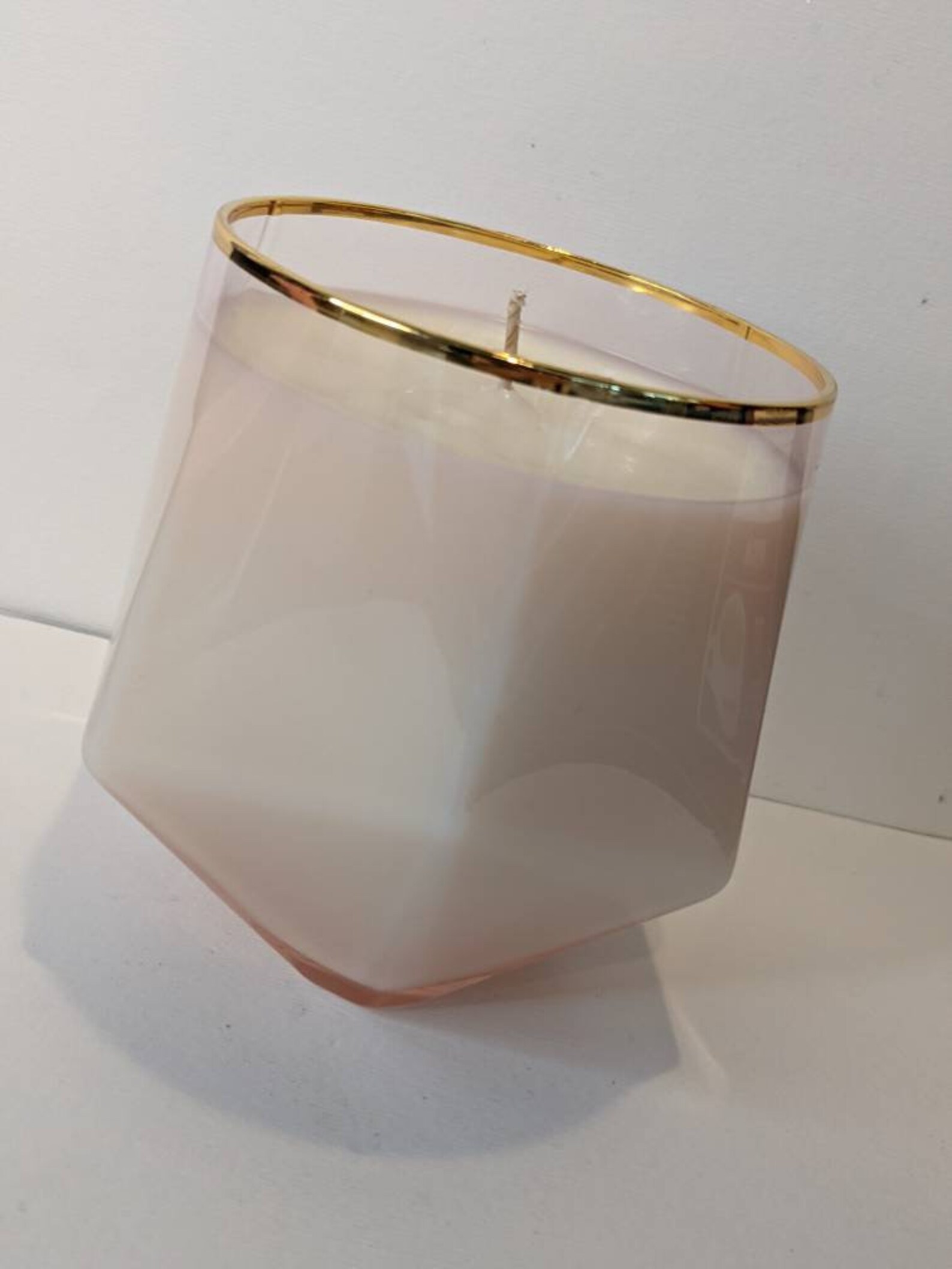 400cl Geometric Glass Candles Rose Tinted Gold Lining - Etsy