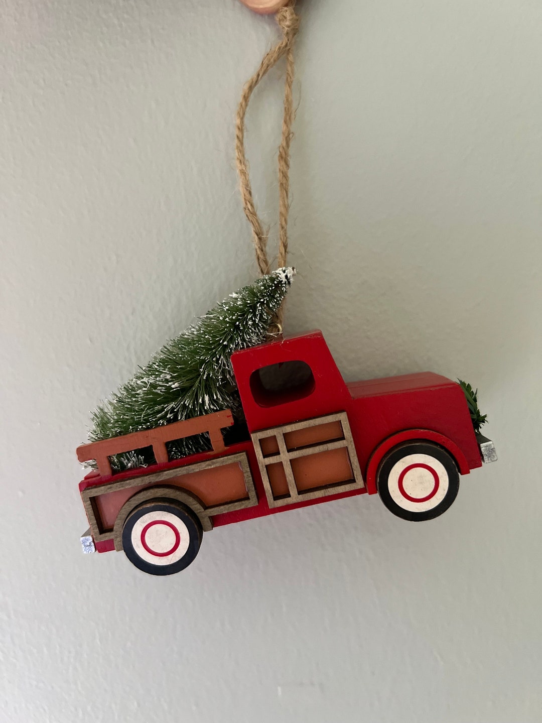 Little Red Wooden Truck Farmhouse Christmas Holiday Tree - Etsy