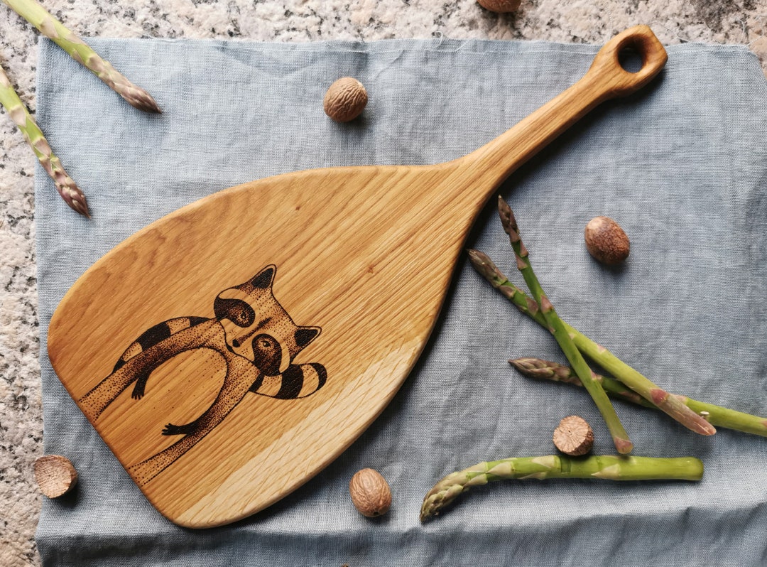 Rustic Raccoon Pyrography Art, Wooden Cutting Board - Handcrafted ...