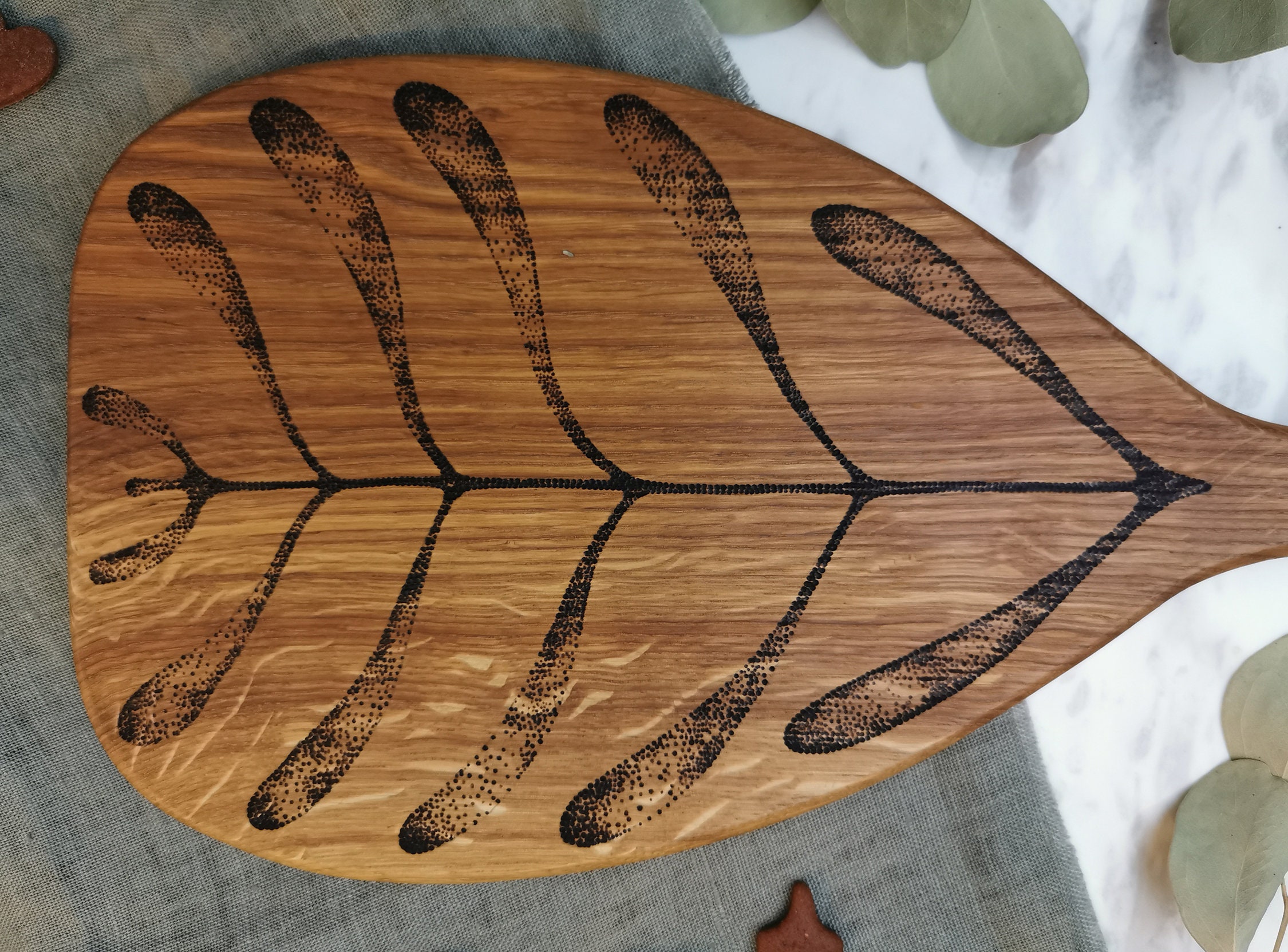 Handmade Engraved Bread Board With Handle, Unique Gift for Nature Lover ...