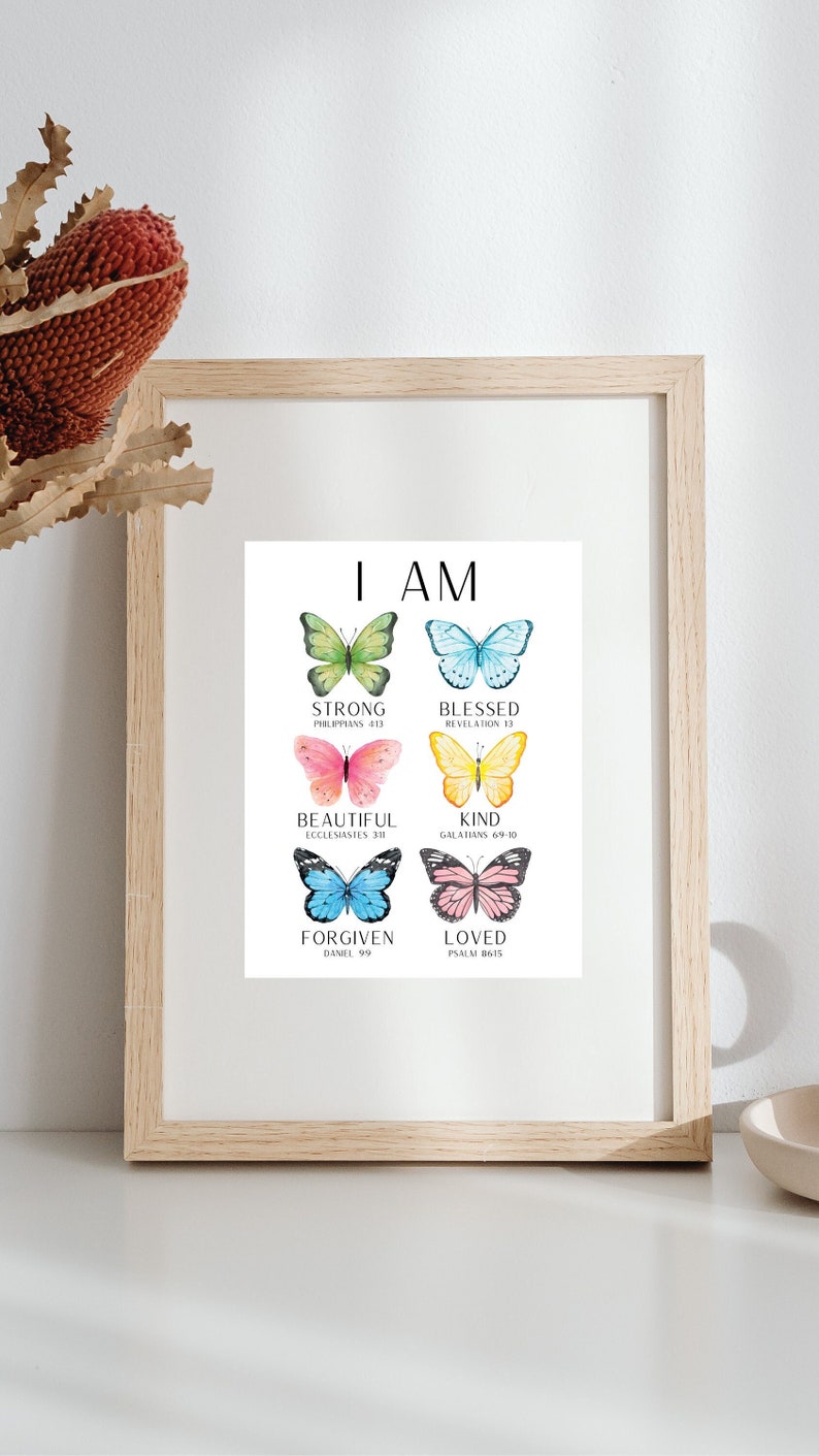 Positive Affirmations Wall Art, Butterfly Print, Girls Wall Art ...