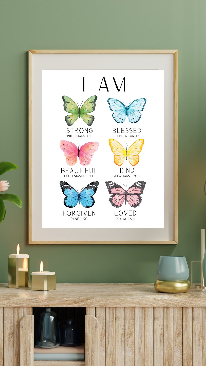 Positive Affirmations Wall Art, Butterfly Print, Girls Wall Art ...