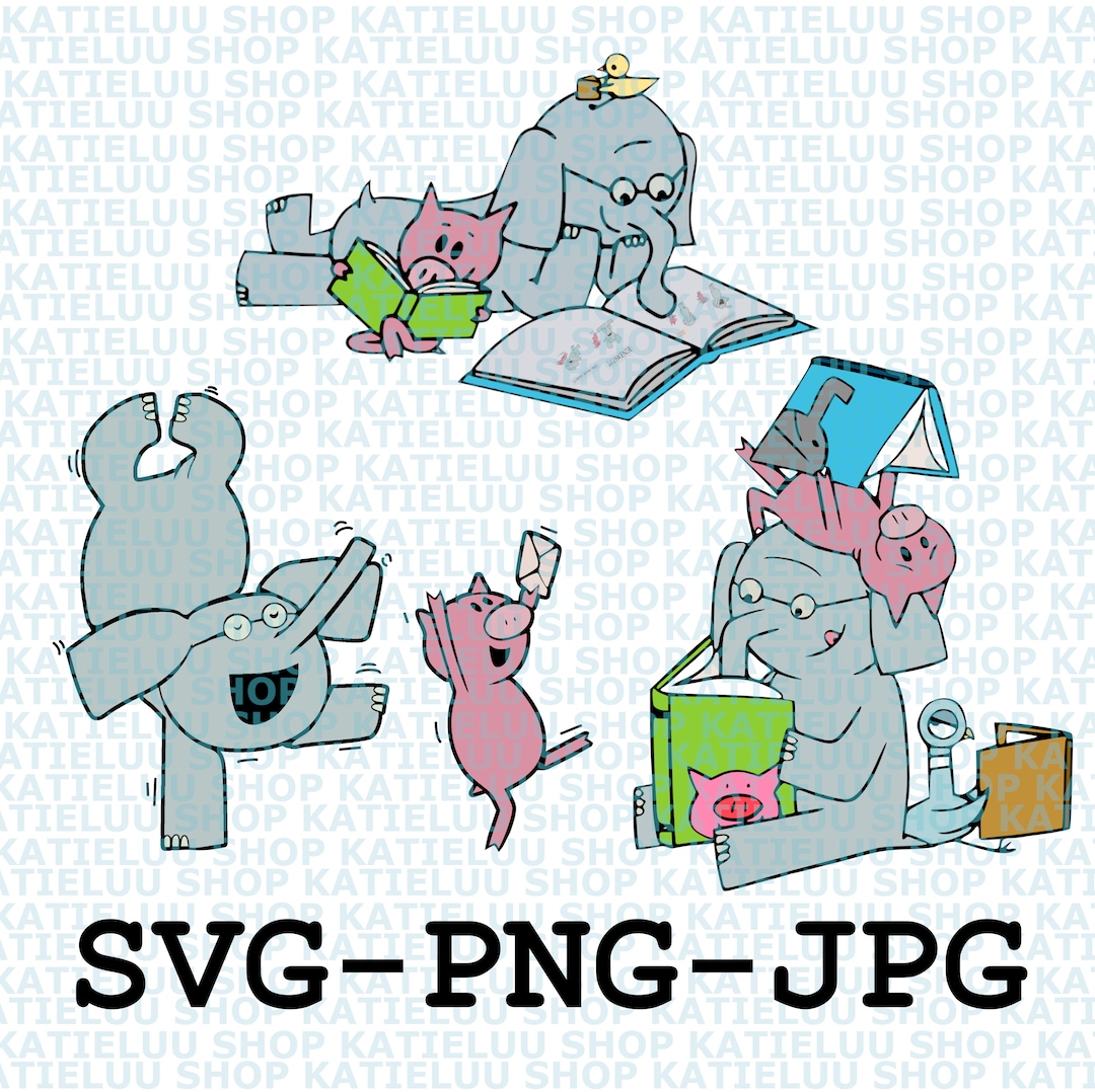 Elephant and Piggie Svg, Png, Elephant Svg, Piggie Svg, Gerald and ...