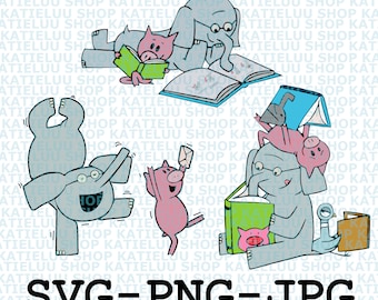 Elephant and Piggie Svg, Png, Elephant Svg, Piggie Svg, Gerald and ...