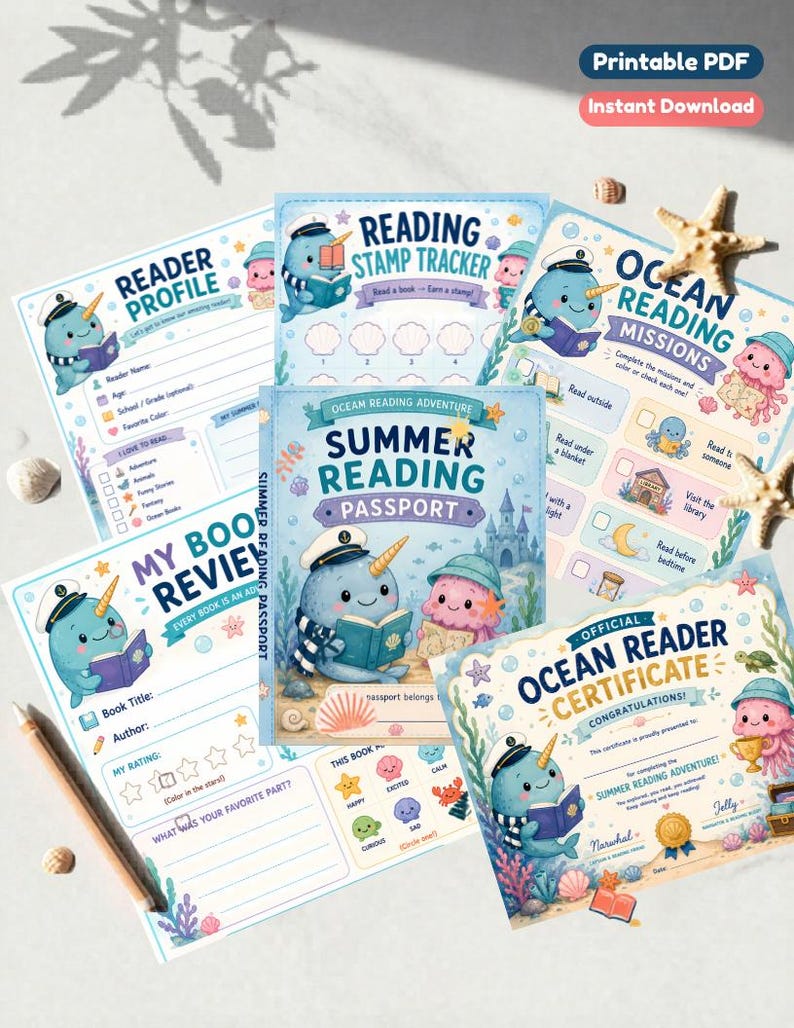 Summer Reading Passport Printable for Kids | Ocean Reading Challenge ...