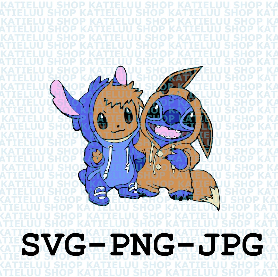 Stitch and Eevee Png, Stitch and Pokemon Eevee Svg, Png. Characters ...