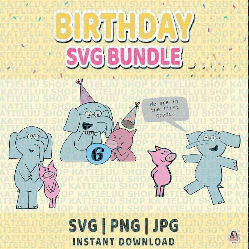 Elephant and Piggie Svg, Png, Elephant Svg, Piggie Svg, Gerald and ...