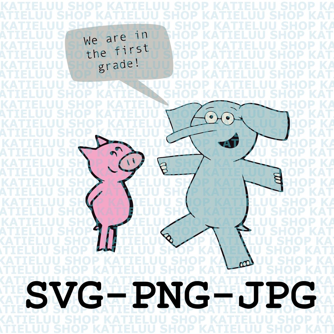 Elephant and Piggie Svg Png Elephant Svg Piggie Svg Gerald - Etsy