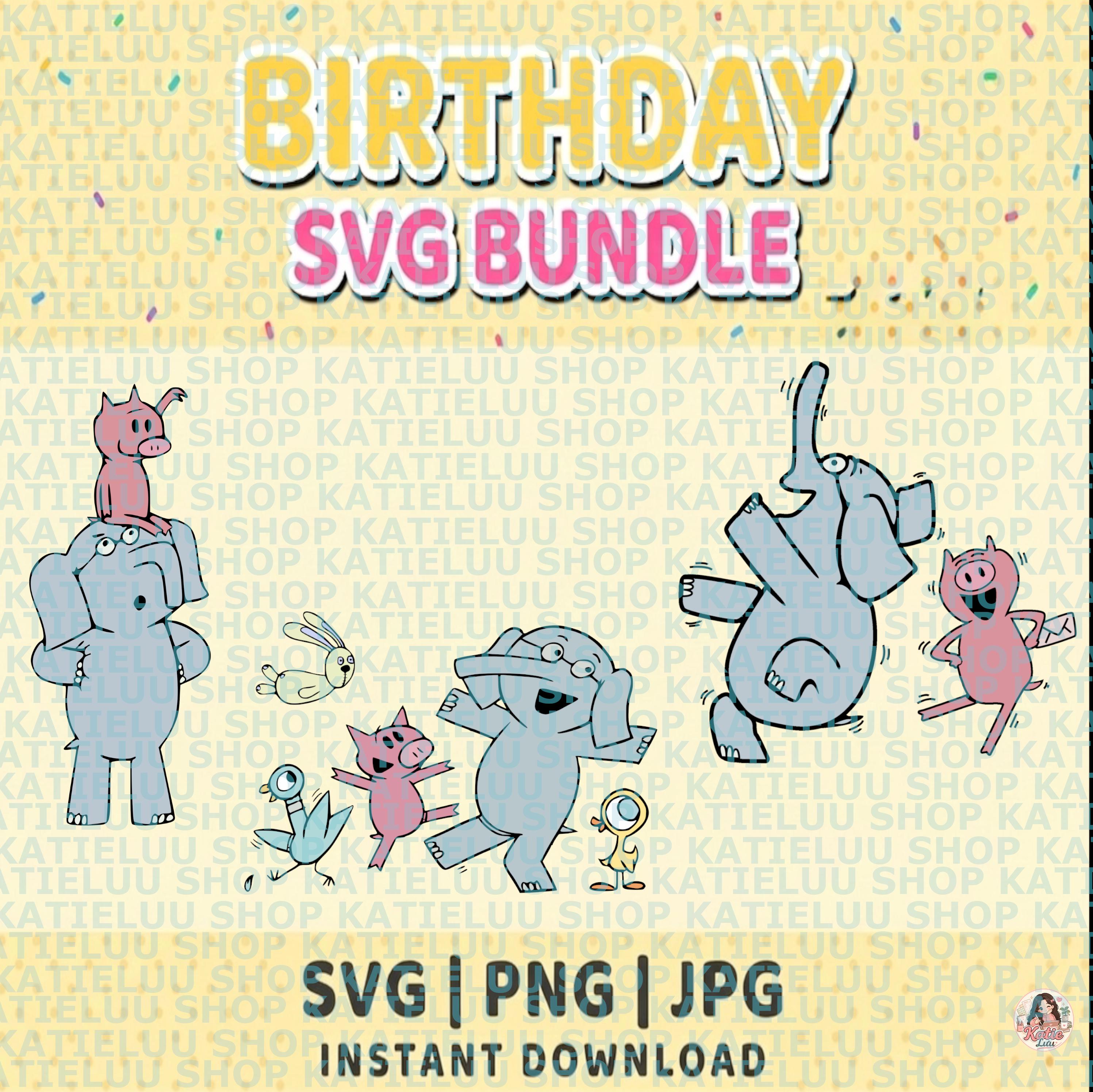 Cute Animal Sticker Bundle PNG, Elephant & Piggie Inspired Clipart ...