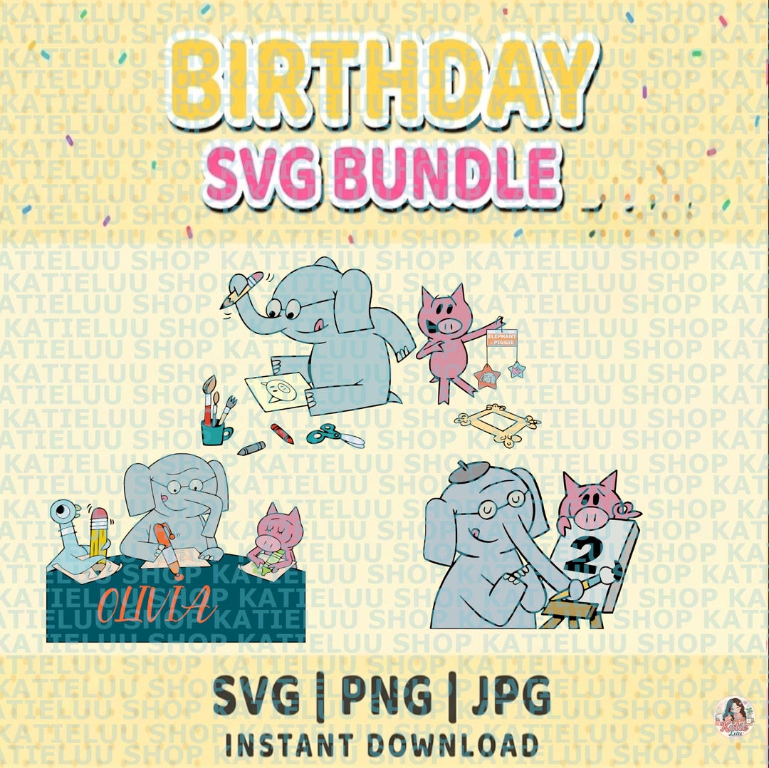 Elephant and Piggie Svg, Png, Elephant Svg, Piggie Svg, Gerald and ...