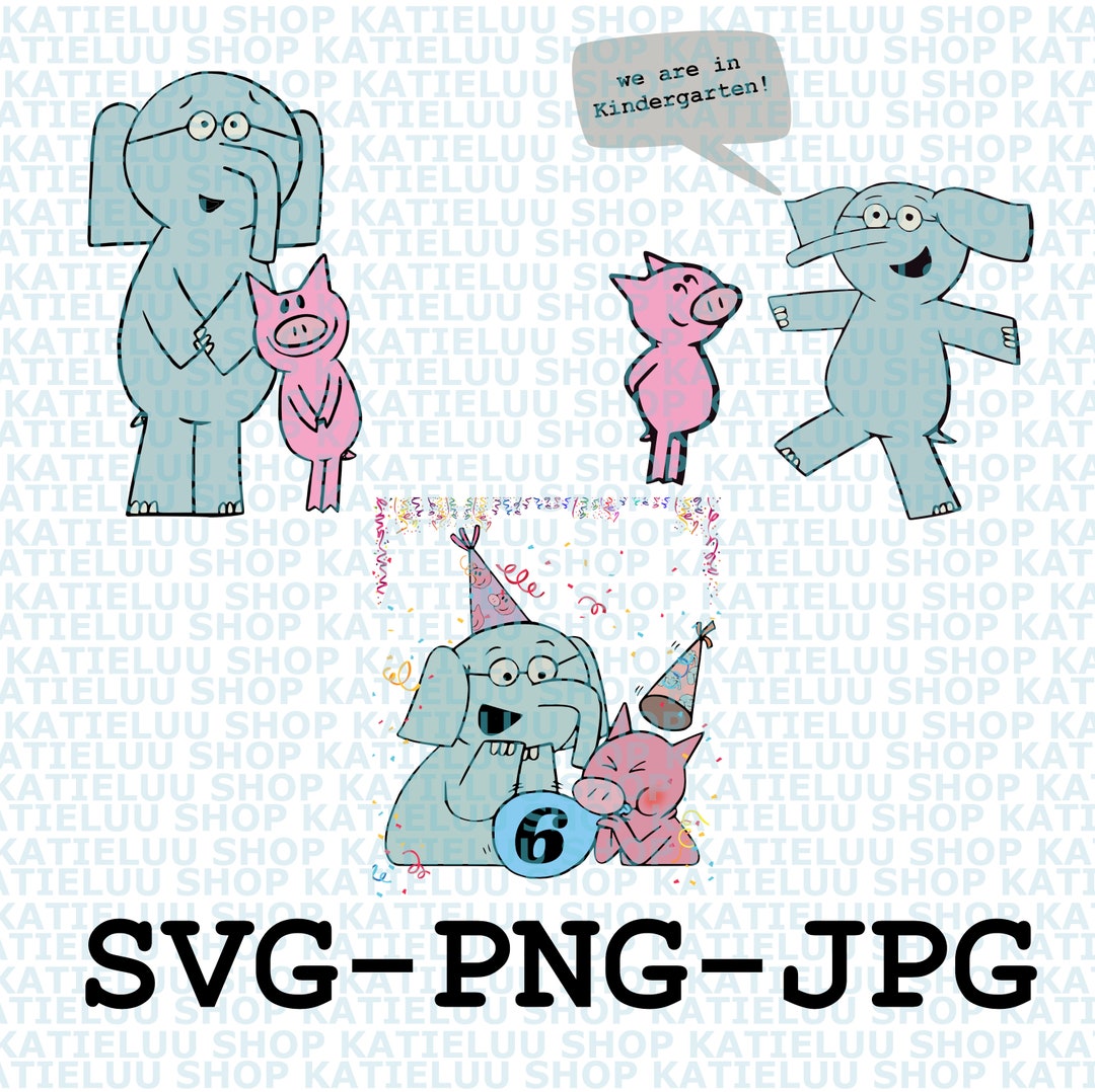 Elephant and Piggie Svg, Png, Elephant Svg, Piggie Svg, Gerald and ...