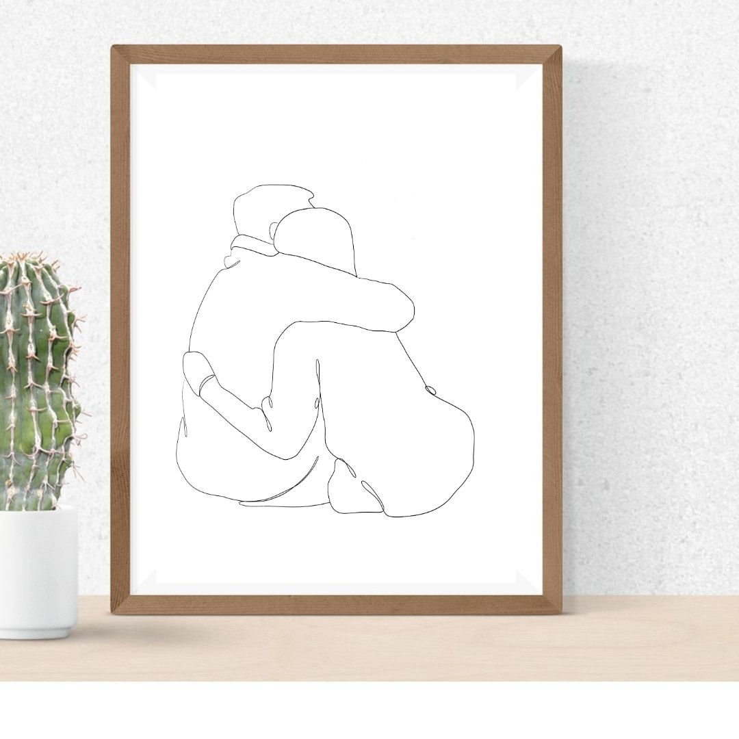 One Line Art Body Couple One Line Drawing Love Line Art Print Hugs Line Art Minimalist Abstract
