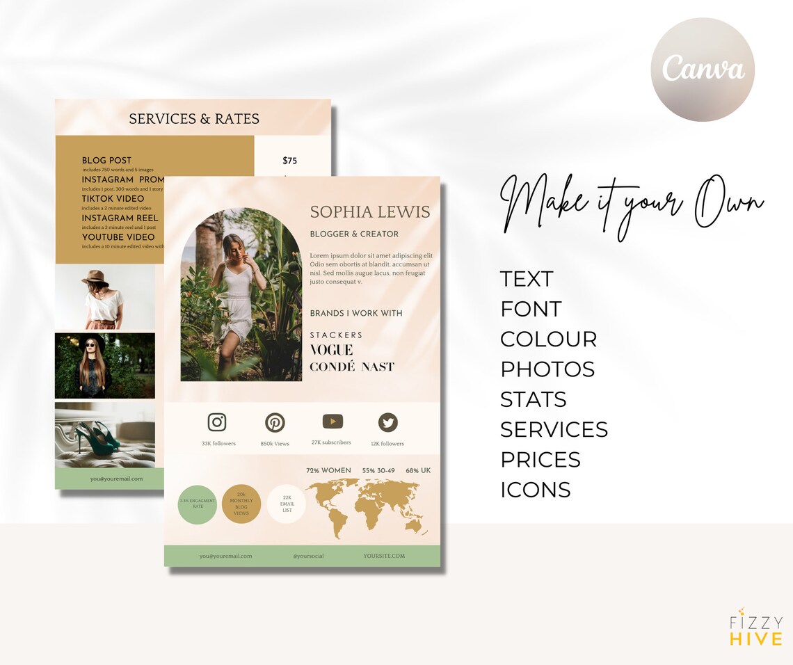 Media Kit and Rate Card Canva Template Influencer - Etsy