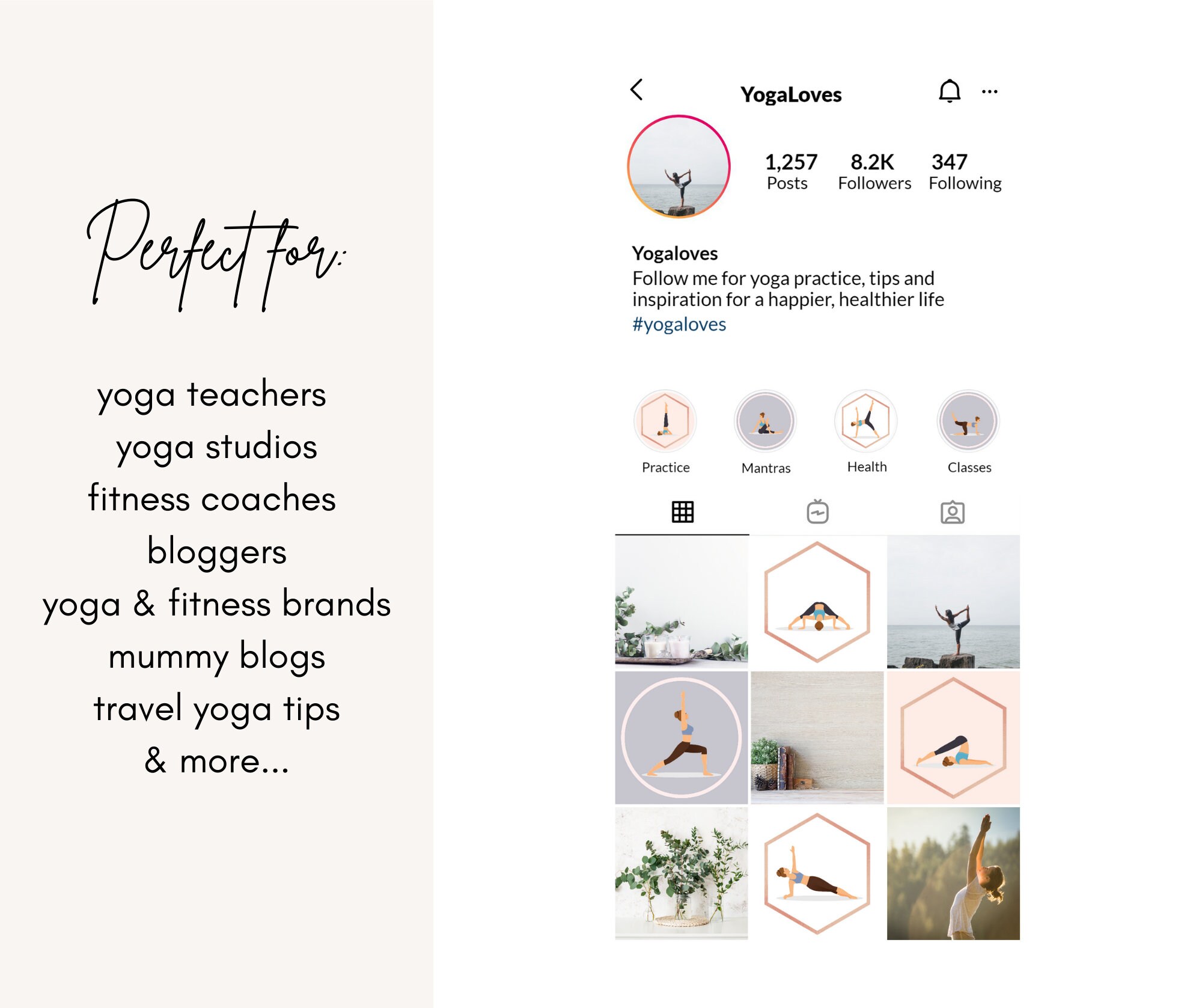 Yoga Poses Instagram Templates Highlights, Stories, Posts Yoga Teacher ...