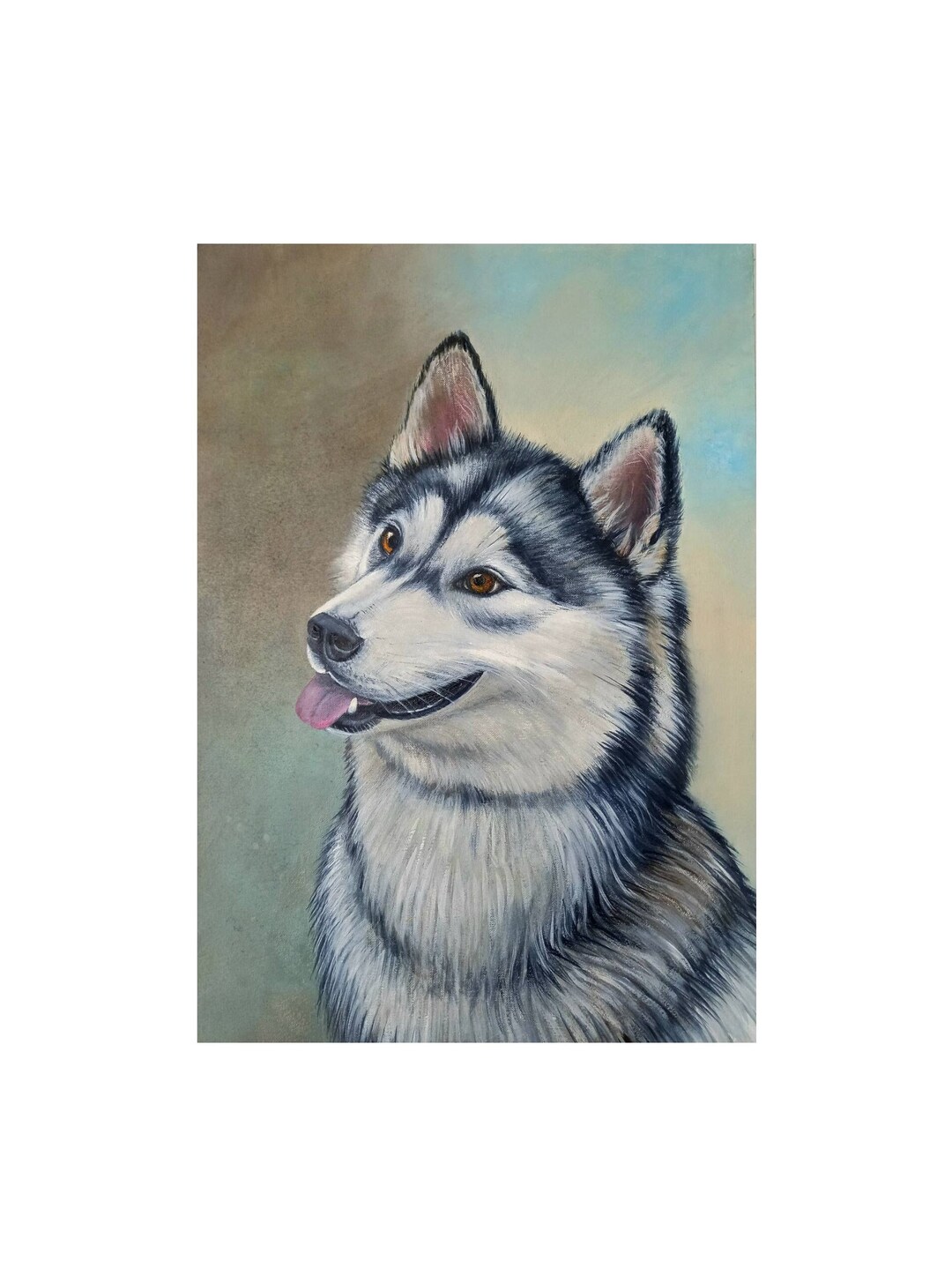 Siberian Husky Oil Painting: Original Dog Portrait, Animal Art (16x11 ...