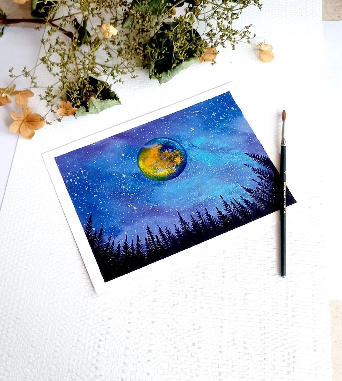 Starry Night Sky Painting Space Painting Galaxy Art Galaxy - Etsy
