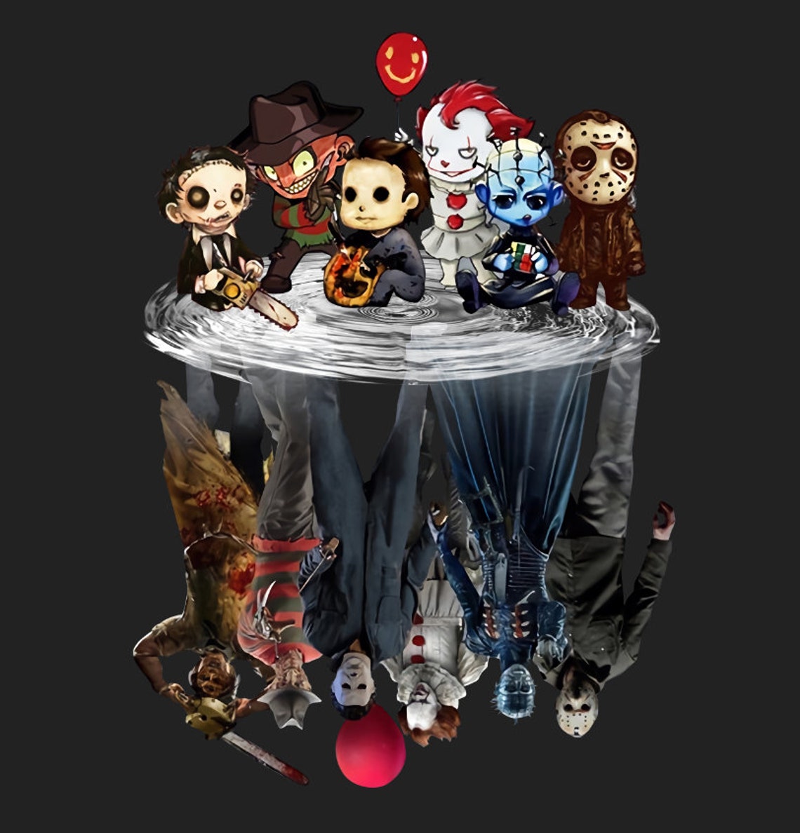 Chibi Horror Characters' Reflection PNG File Digital | Etsy