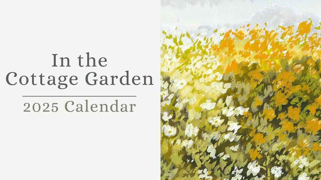 2025 in the Cottage Garden Desk Calendar 12 Unique Gouache Floral ...