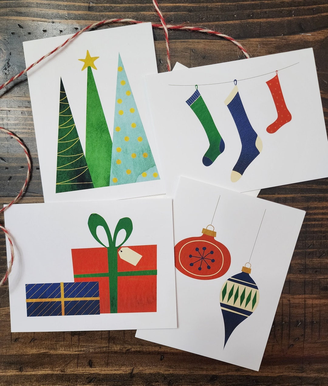 Modern Holiday Greeting Cards, Set of 12 - Etsy