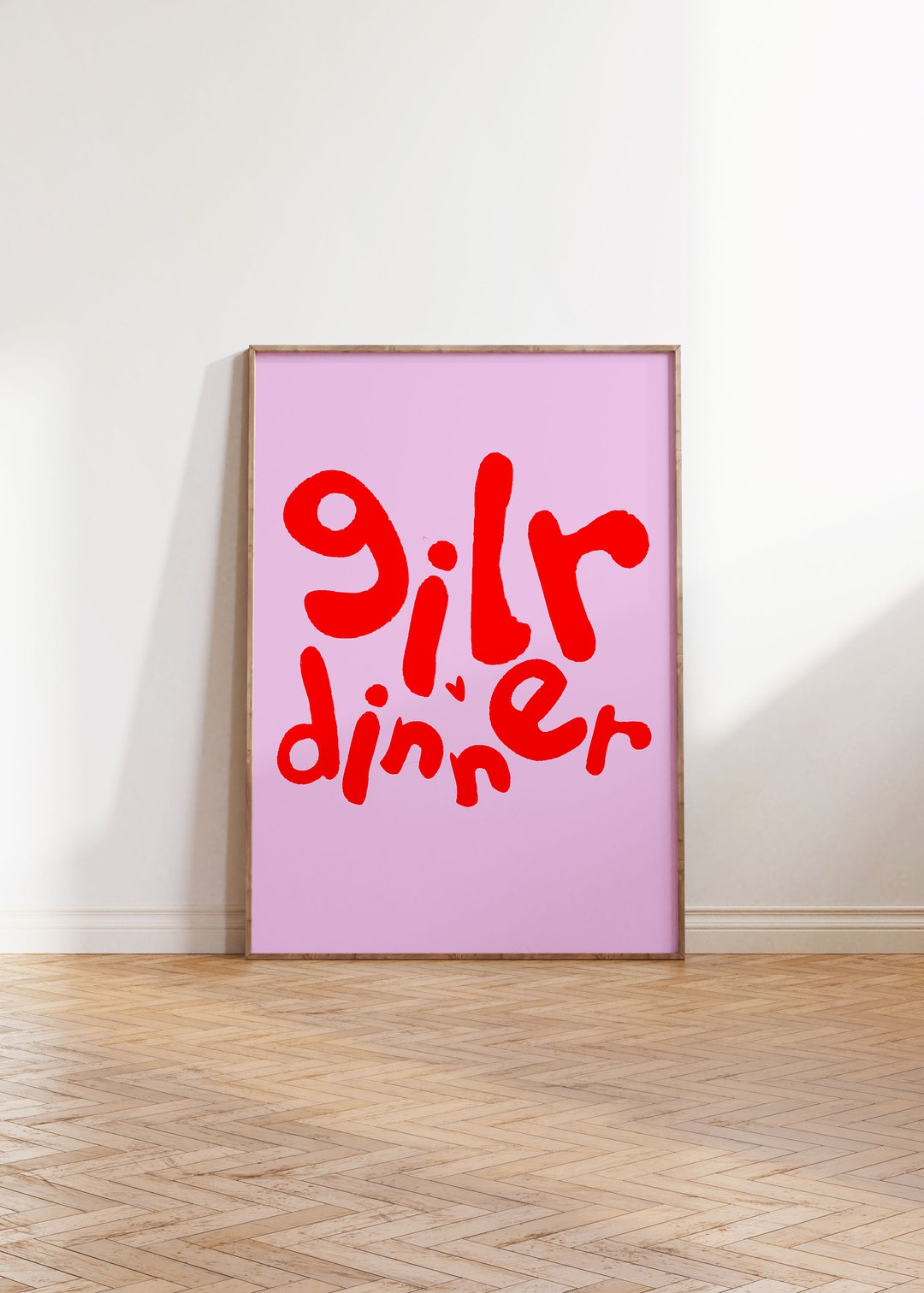 Girl Dinner Print Poster Wall Art Retro Typo Print Home Decor Wall ...