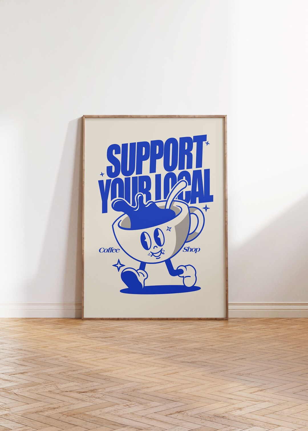 Support Your Coffee Shop Print, Retro | Typo Print | Vintage ...