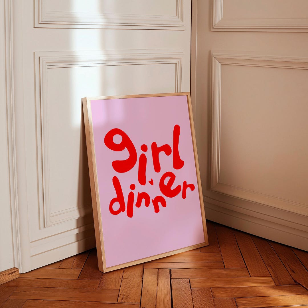 Girl Dinner Print Poster | Wall Art | Retro | Typo Print | Home Decor ...