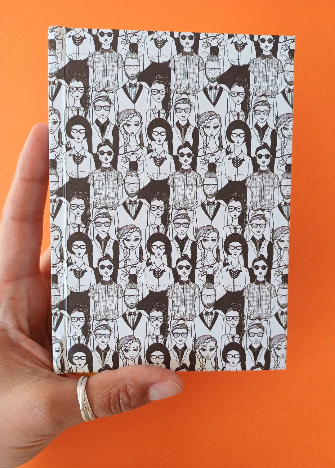 The Crowd A6 Handmade Notebook. Group of People Notebook. Black and ...