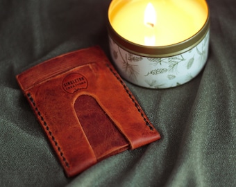 Handmade Leather Card Wallet With Wildflower Painting Genuine Leather ...