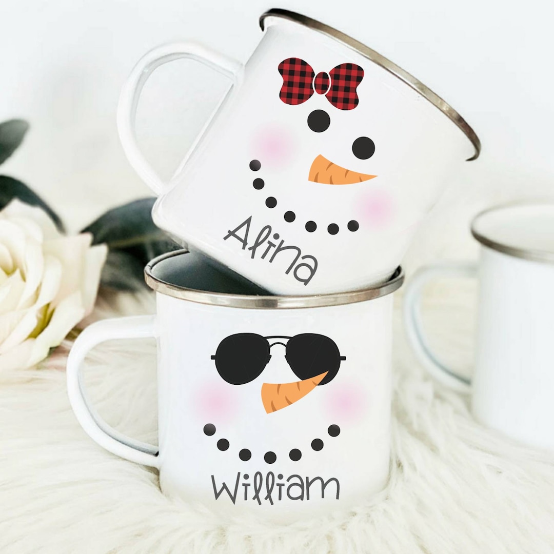 Personalized Hot Chocolate Mugs for Kids, Cute Snowman Christmas Mug ...