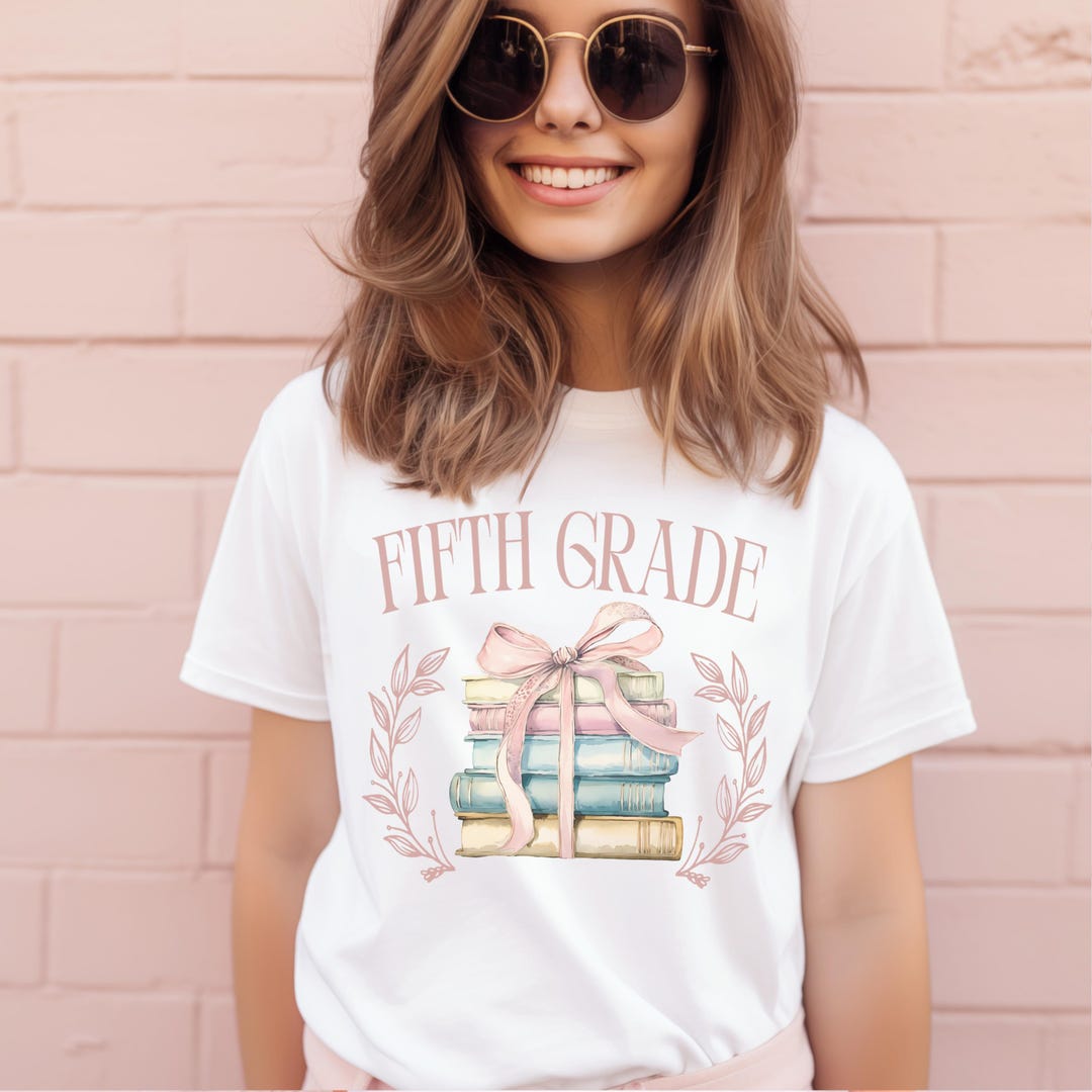Coquette Fifth Grade Shirt, Pink Ribbon 5th Grade Tee for Girls, Kids ...