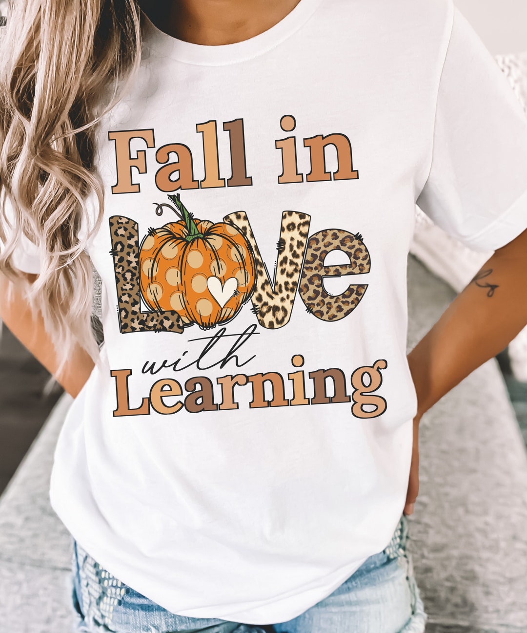 Fall Shirt for Teachers, Fall in Love With Learning Autumn Shirt ...