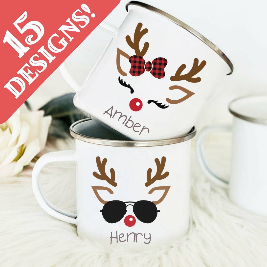 Personalized Hot Chocolate Mugs for Kids, Cute Reindeer Christmas Mug ...