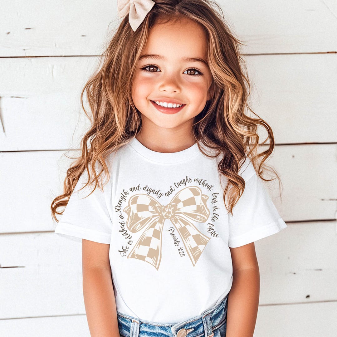 Coquette Bow Christian Shirt, Girls Bible Verse Clothing, Religious ...