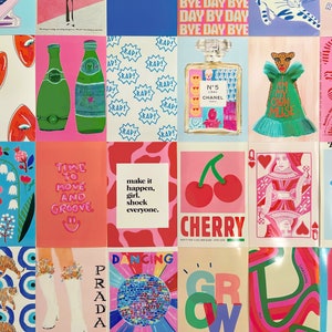 Preppy Fun Festive Wall Collage, Wall Posters, Dorm Decor, Teen Bedroom ...