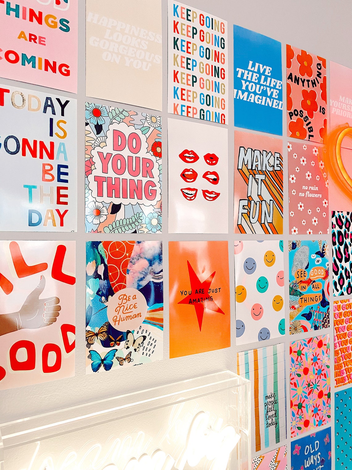 The Positivity Print Pack Dorm Room Bedroom Wall Art VSCO - Etsy