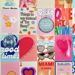 Preppy Fun Festive Wall Collage, Wall Posters, Dorm Decor, Teen Bedroom ...